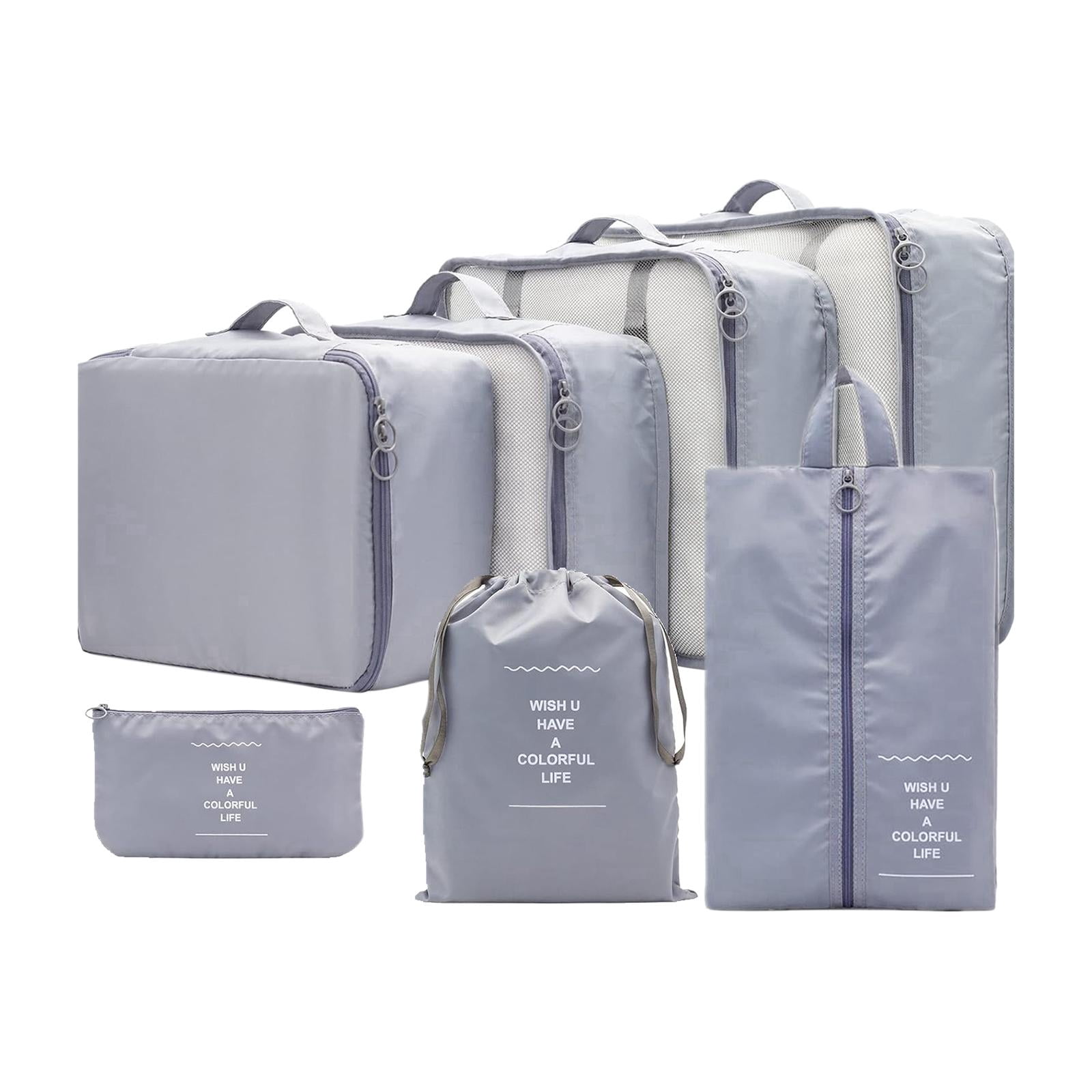 7 Pieces Packing Cubes Travel Organizers Clothing Sorting Packages ...