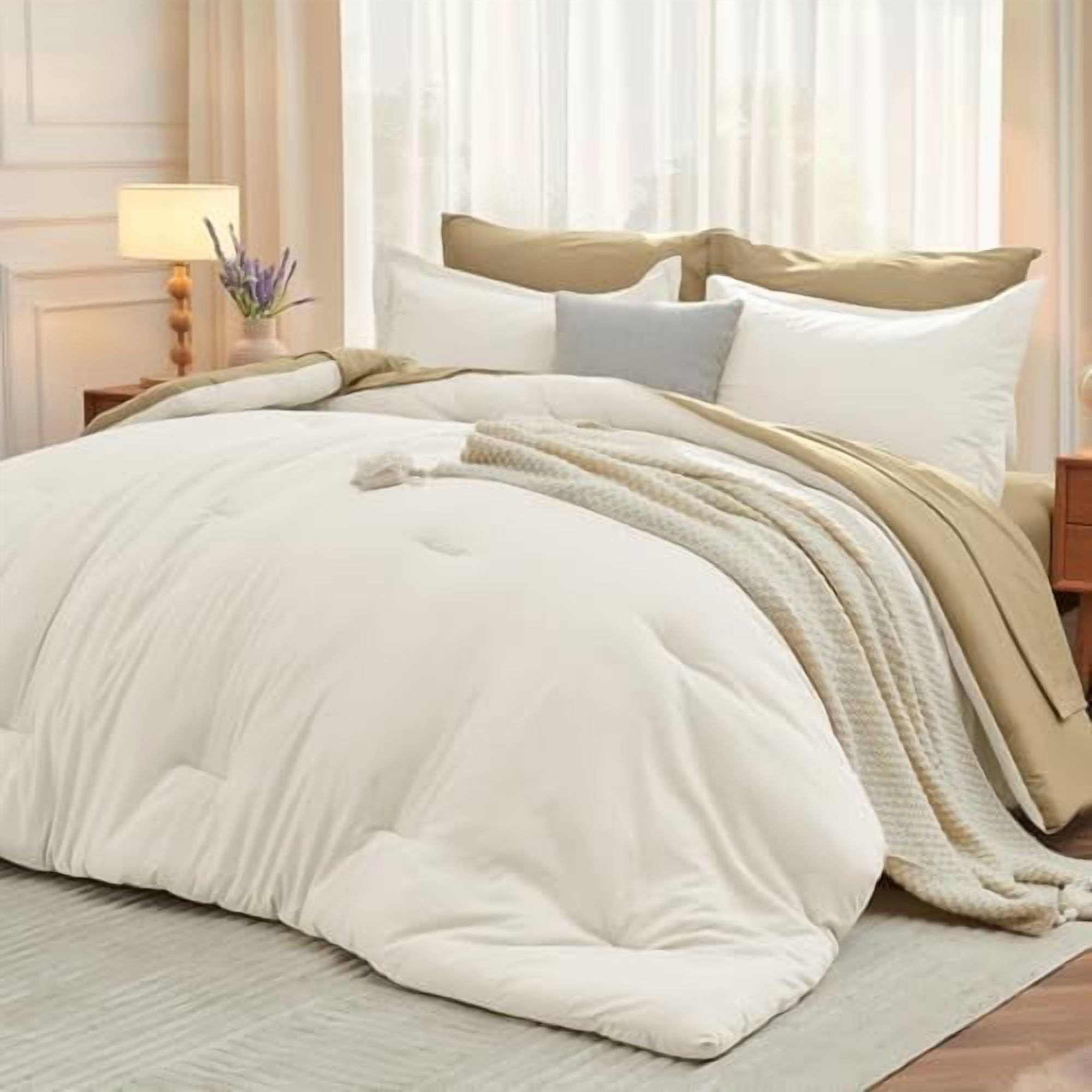 7 Pieces Queen Comforter Set, Soft Bed in a Bag Queen Size, All Season ...