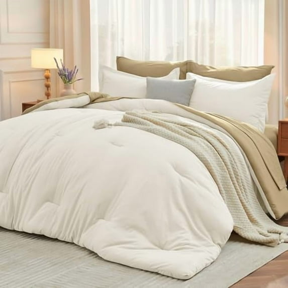 7 Pieces Queen Comforter Set, Soft Bed in a Bag Queen Size, All Season ...
