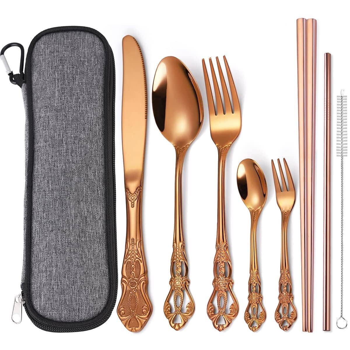 7 Pieces Stainless Steel Flatware Set Portable Reusable Cutlery Set ...