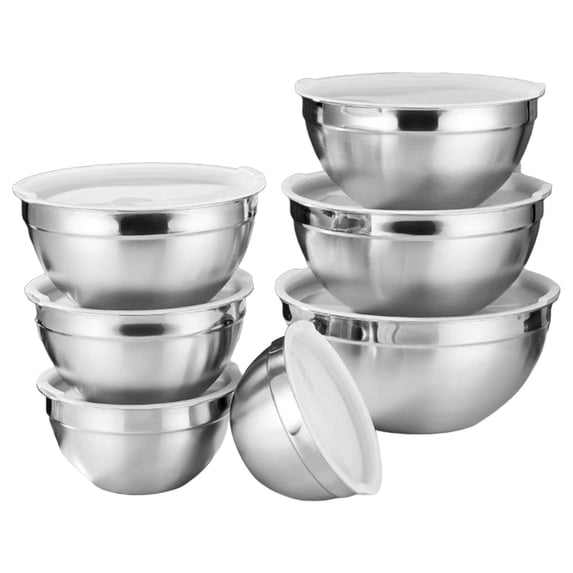 7 Pieces Stainless Steel Mixing Bowls with Lids Set Nesting Kitchen ...
