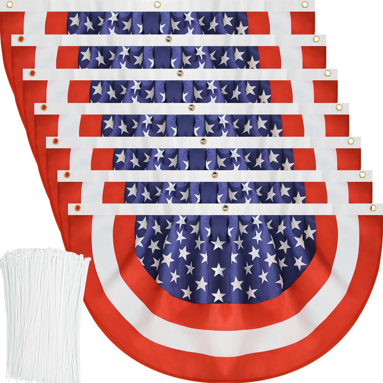 7 Pieces USA Bunting Flag Patriotic Pleated Fan Flag American Flags ...