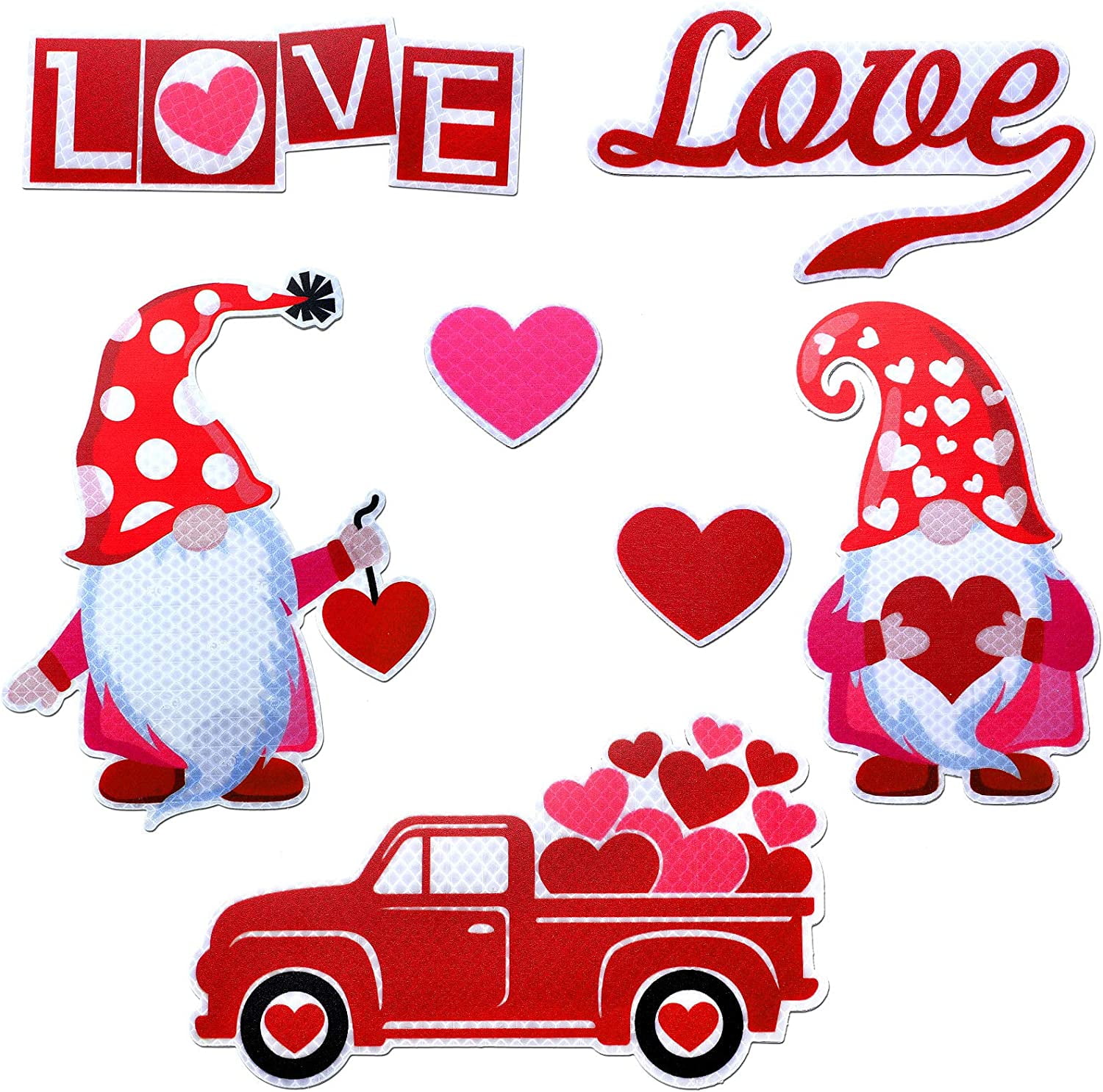 7 Pieces Valentines Day Refrigerator Magnets Gnome Heart Truck Love ...