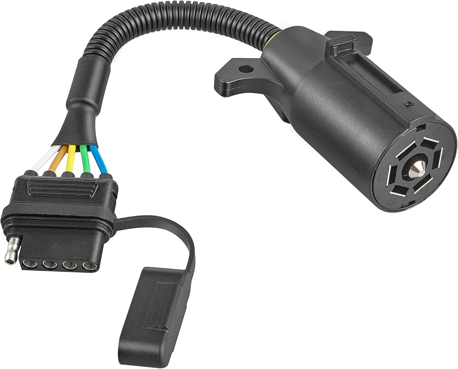 7-Pin to 5-Pin Trailer Adapter 7-Way Round to 5-Way Flat Trailer Plug ...