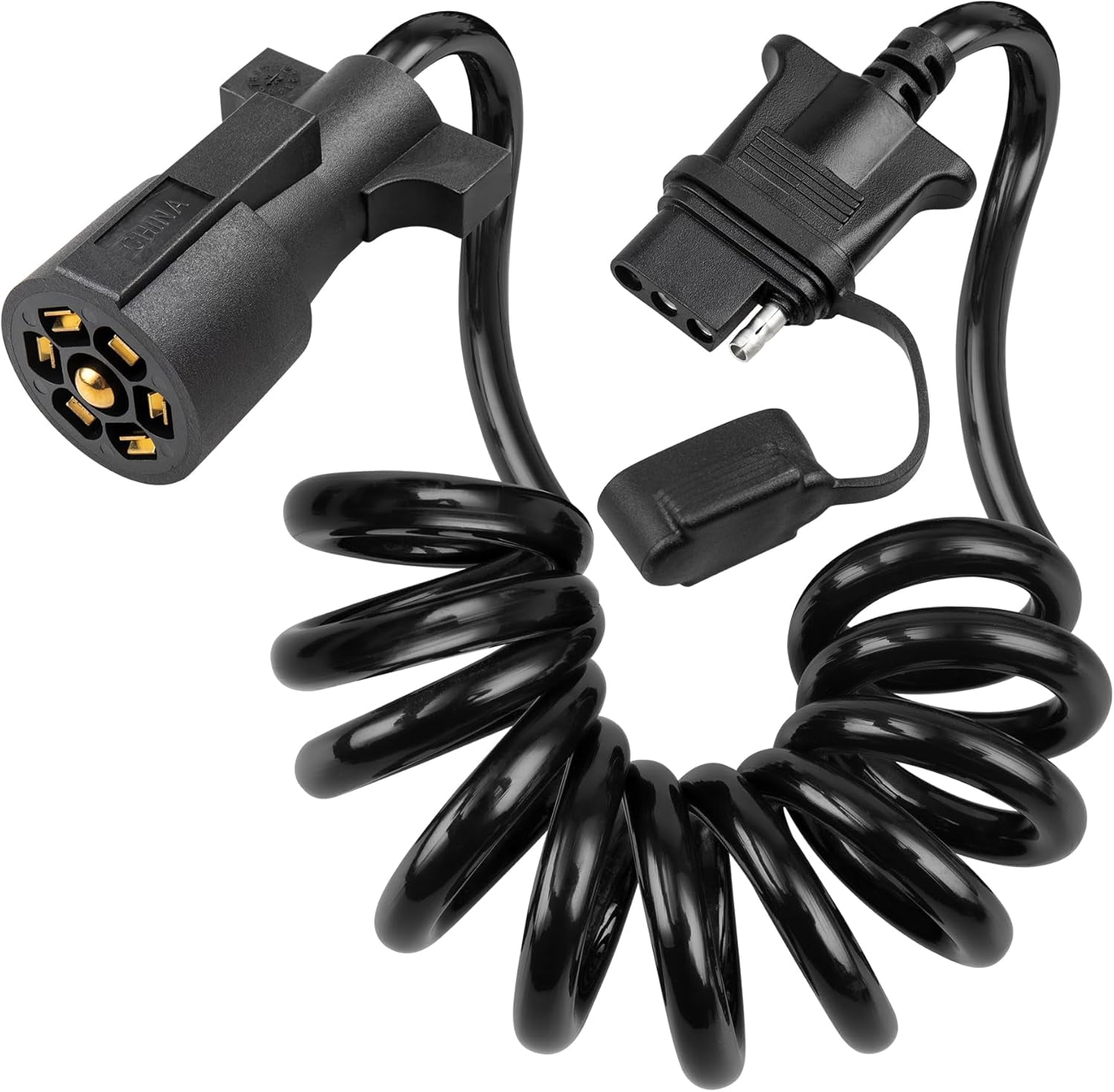 7 Pin Blade to 4 Pin Coiled Trailer Extension Cord 5FT with PU ...