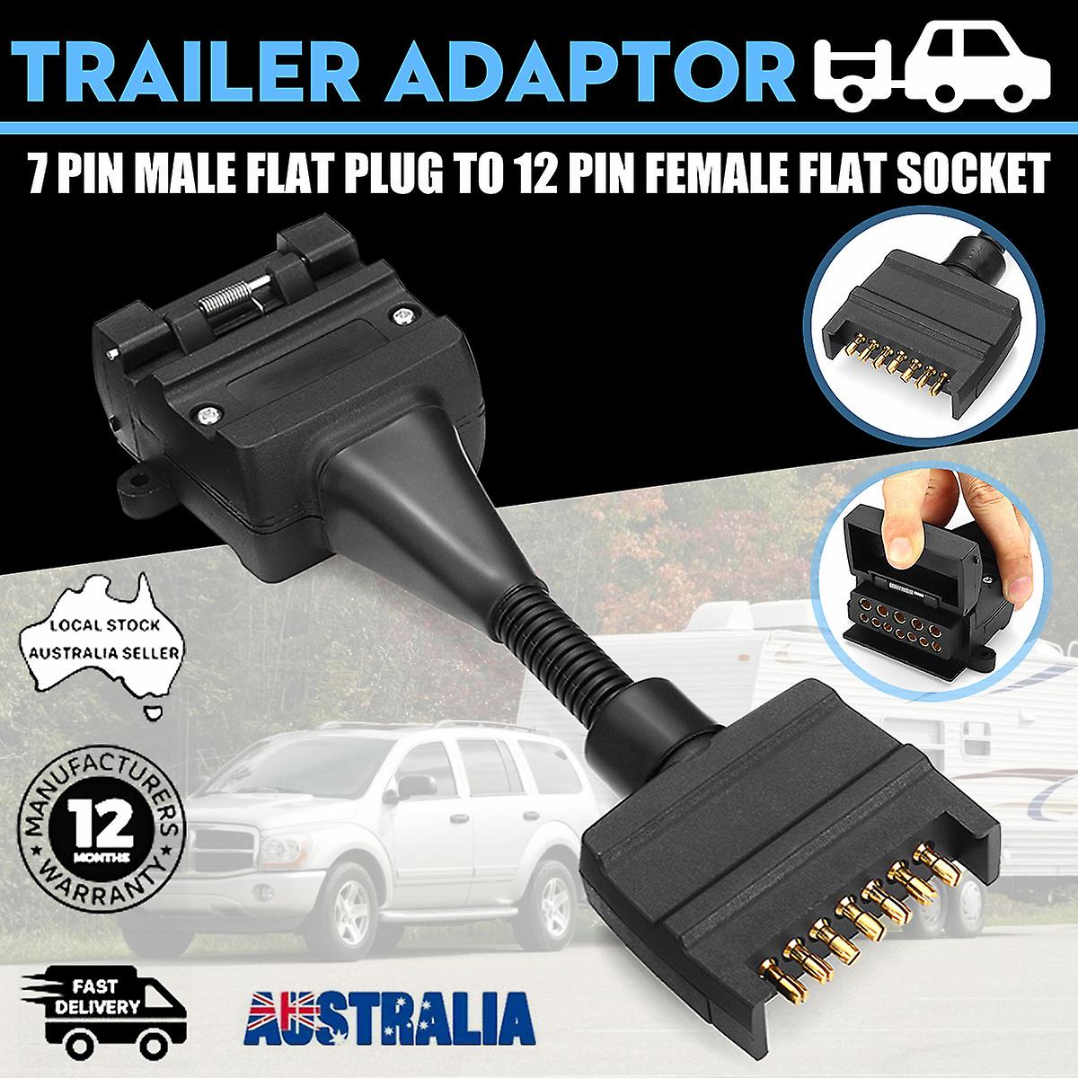 7 Pin Flat Plug To 12 Pin Female Flat Socket Truck Van Trailer Adaptor ...