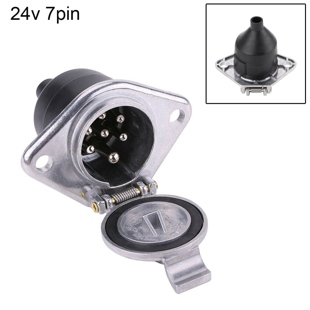 7 Pin Trailer Connector 24V Black+Silver Brass Pins High Quality New ...