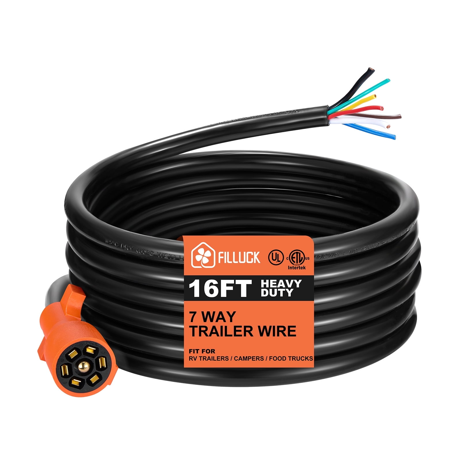 7-Pin Trailer Plug Cord with Double Prongs Trailer Connector;Heavy Cord ...