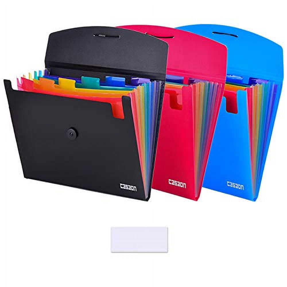 7-Pocket Expanding File 3pcs, Plastic Expandable File Folder - Black ...