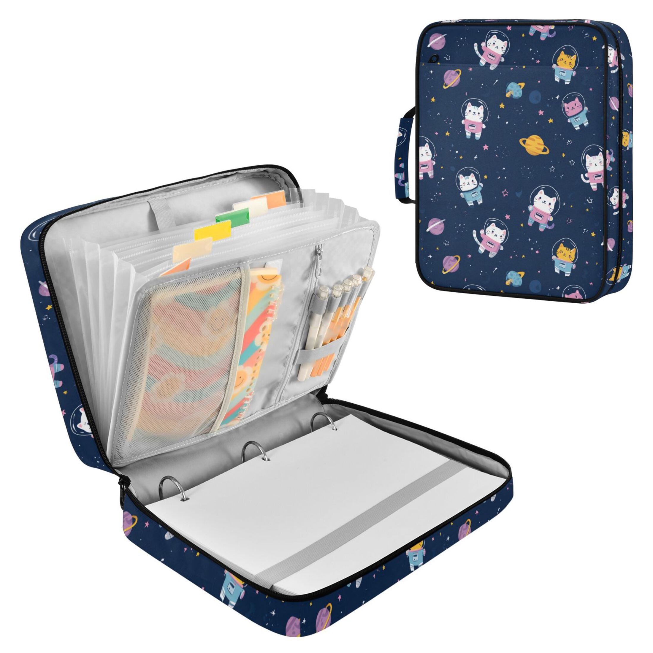 7-Pocket Expanding Filing Folder with 3-Ring Binder Portable Document ...