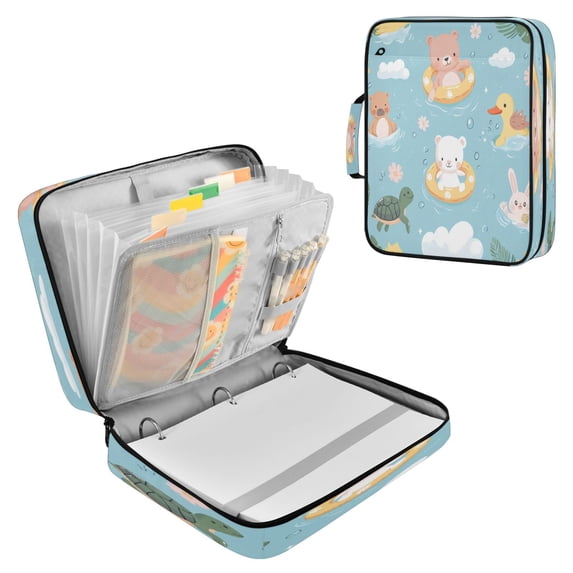7-Pocket Expanding Filing Folder with 3-Ring Binder Portable Document ...