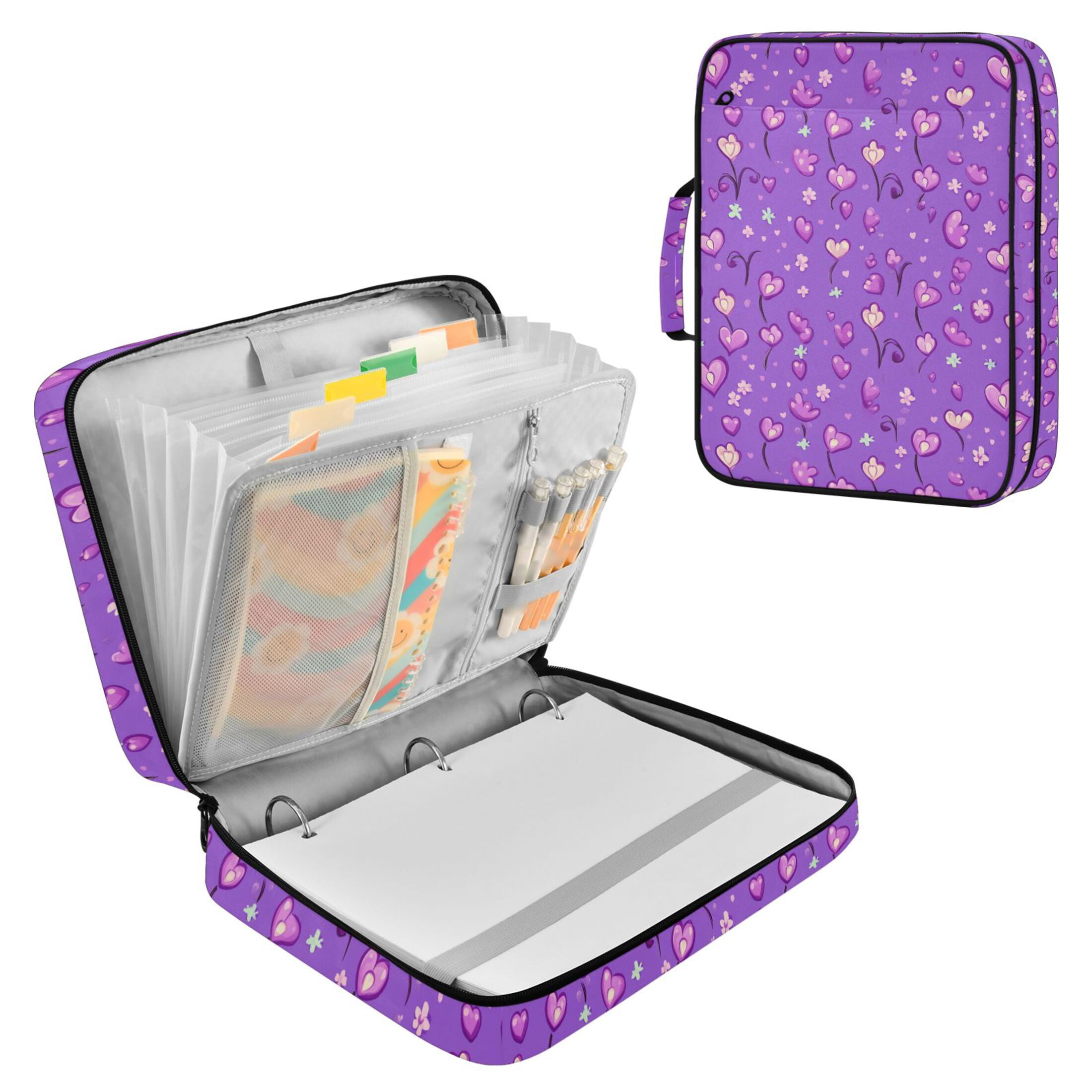 7-Pocket Expanding Filing Folder with 3-Ring Binder Portable Document ...