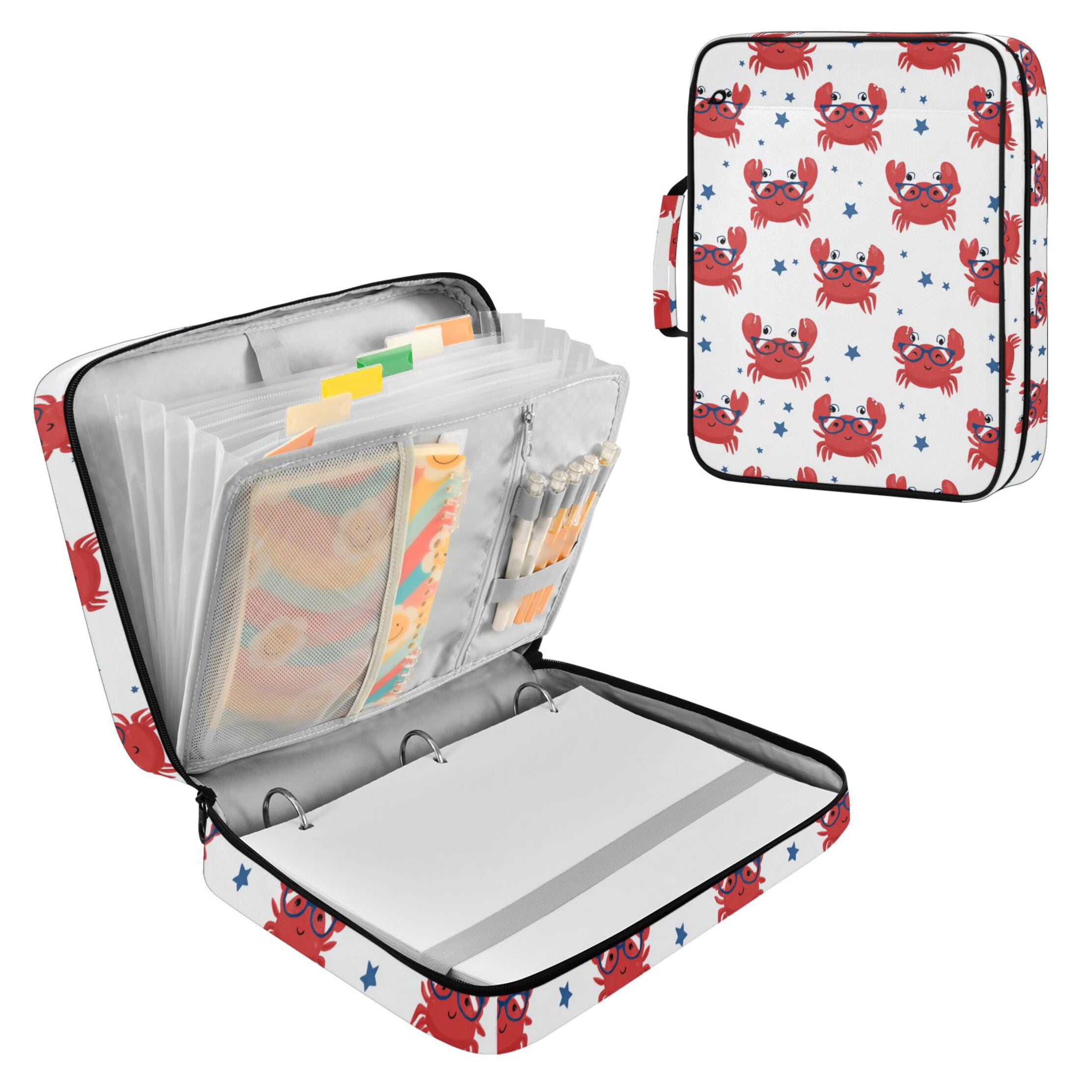 7-Pocket Expanding Filing Folder with 3-Ring Binder Portable Document ...