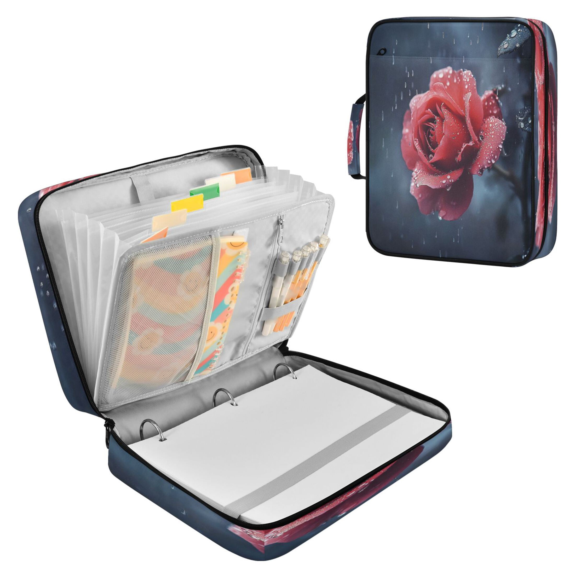 7-Pocket Expanding Filing Folder with 3-Ring Binder Portable Document ...