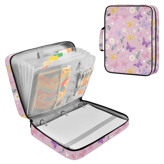 7-Pocket Expanding Filing Folder with 3-Ring Binder Portable Document ...
