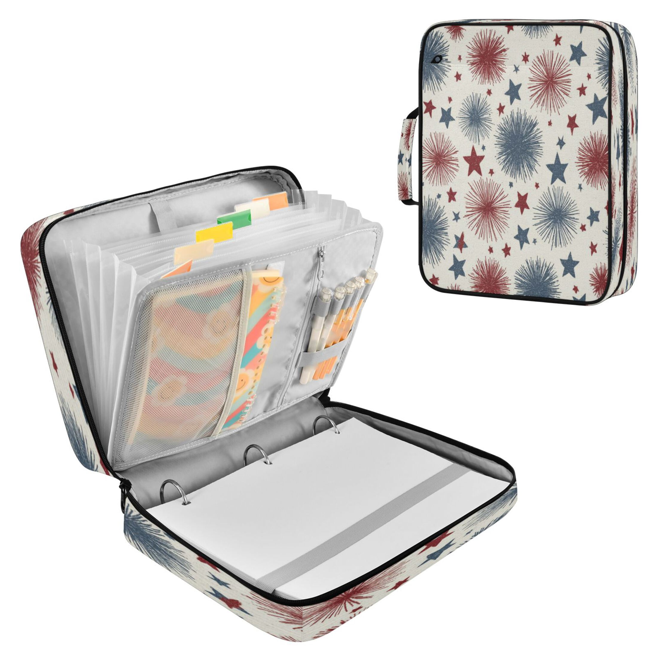 7-Pocket Expanding Filing Folder with 3-Ring Binder Portable Document ...