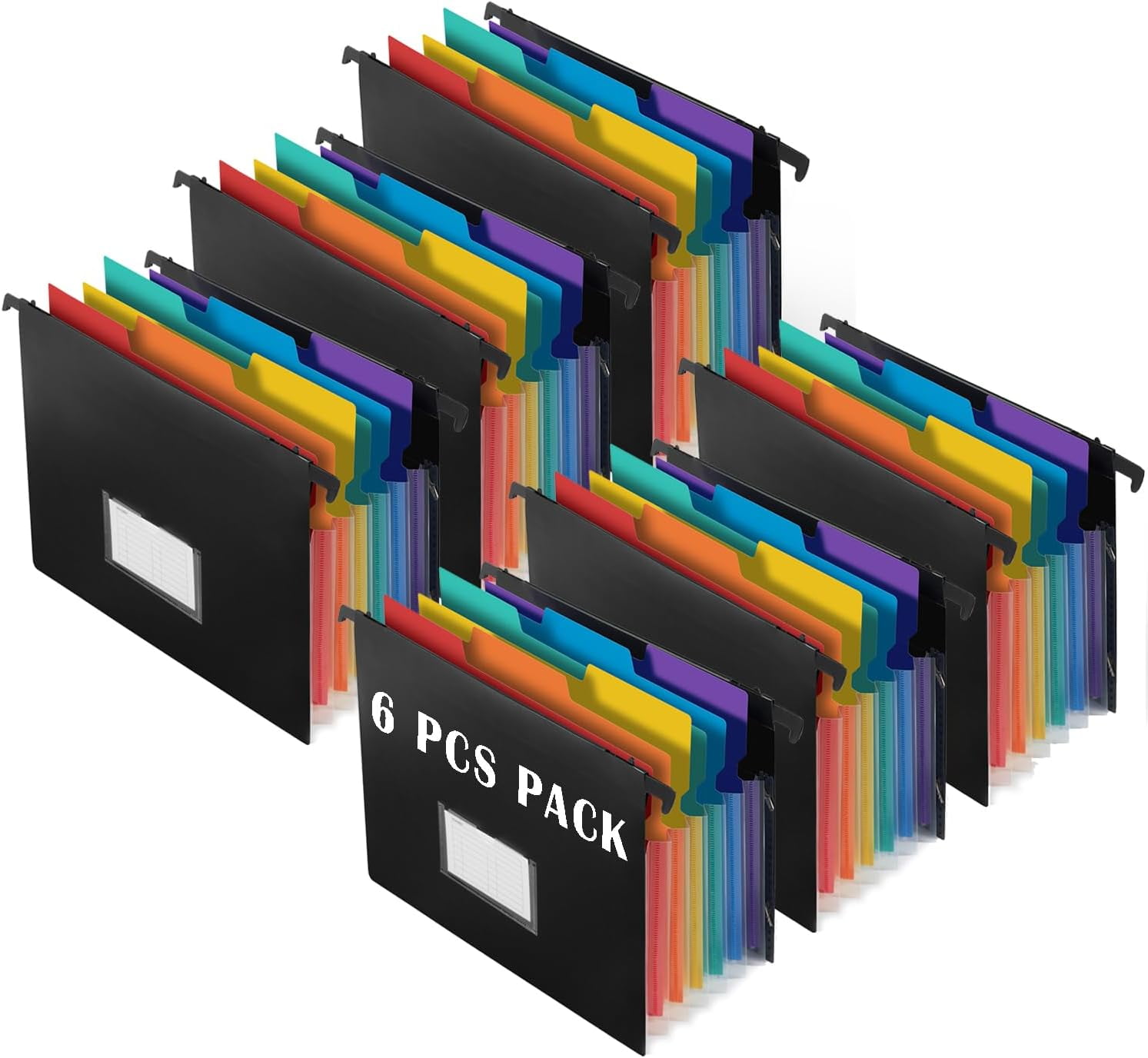 7-Pocket Hanging File Folder with Retractable Hooks and Elastic Band ...