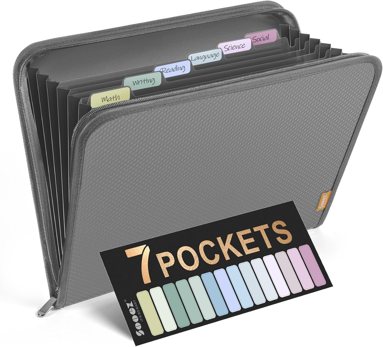 7 Pockets Accordion File Organizer, Zipper Expanding File Folder, Heavy ...