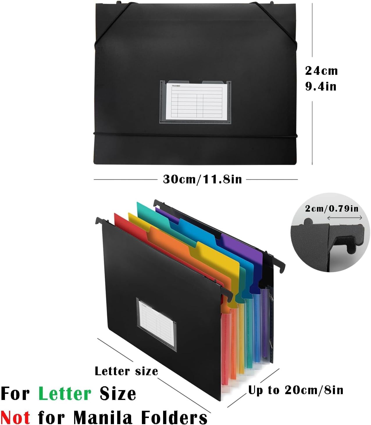 7-Pockets Hanging File Folder with Retractable Hooks for Filing Cabinet ...