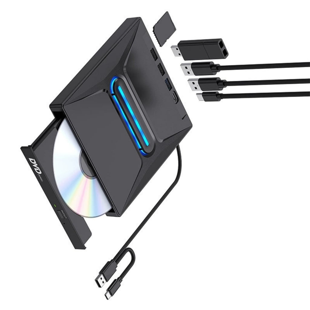 7 Port External USB3.0 External Disk Drive Disc Player Portable Burning ...