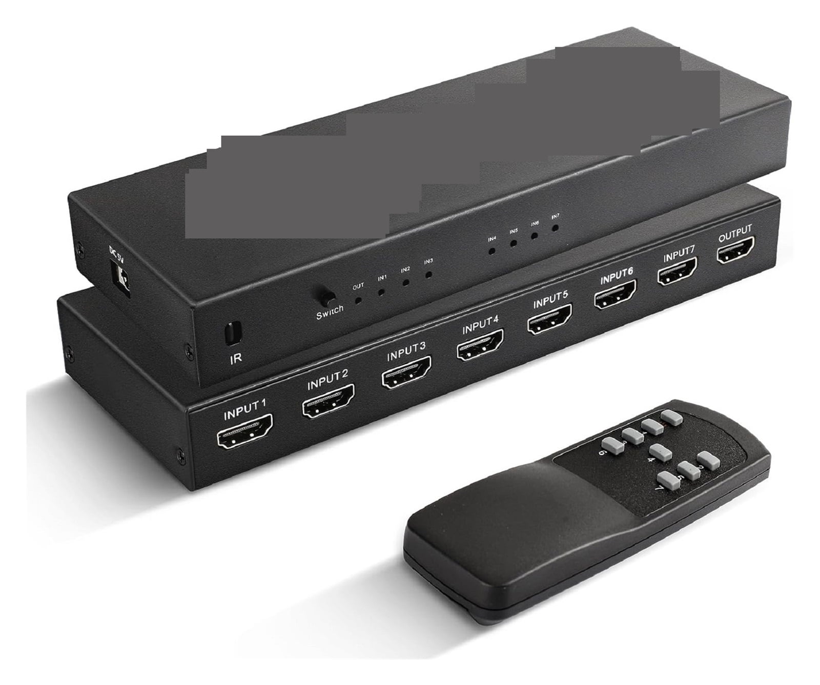 7 Port Switch 2.0 4K@60Hz 7x1 2.0 Switcher With IR Remote Aud Video ...
