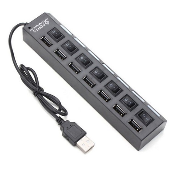 7-Port USB 2.0 Hub with Individual On/Off Switches & LED Indicators ...