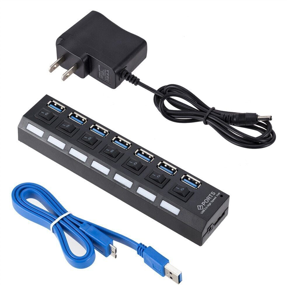 7 Port USB 2.0/USB 3.0 Hub with Individual Switches, 5Gbps High-Speed ...
