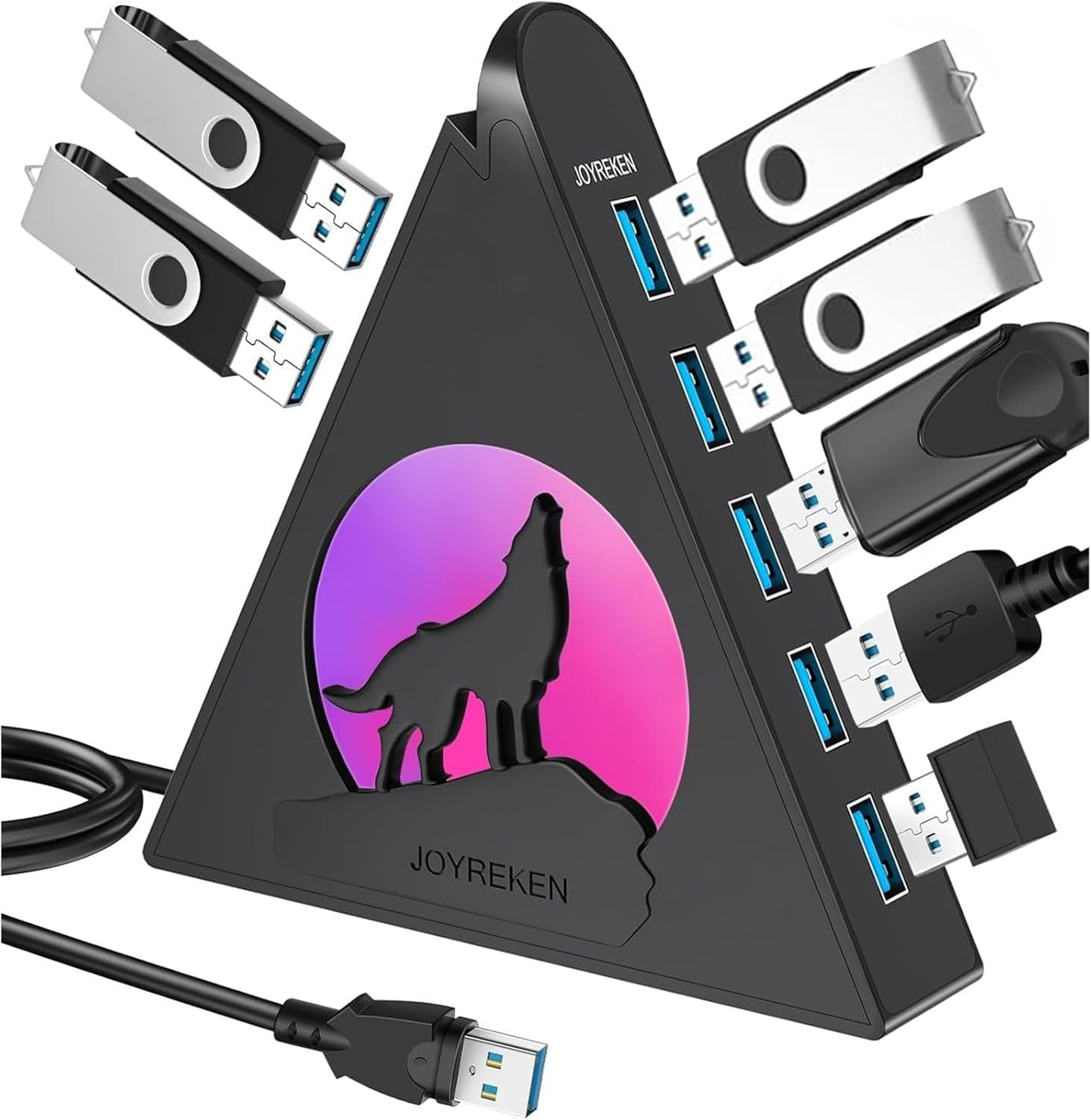7-Port USB 3.0 Hub, Vertical USB Hub Splitter with RGB Lighting,5Gbps ...