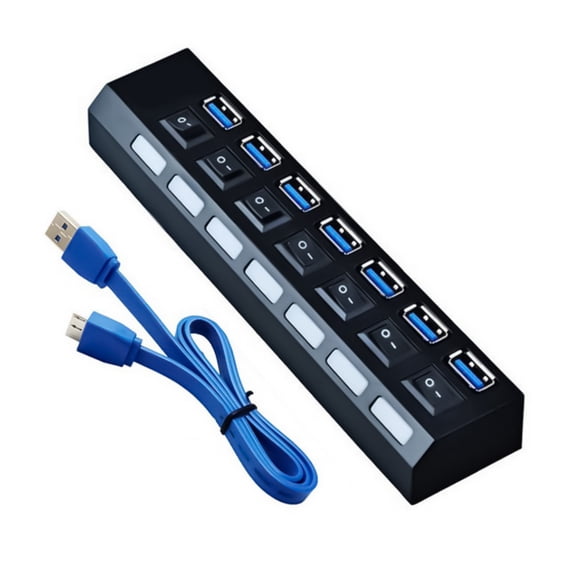 7 Port USB3.0 Hubs Multi USB Splitter USB 2.0 Hubs With Switches Power ...