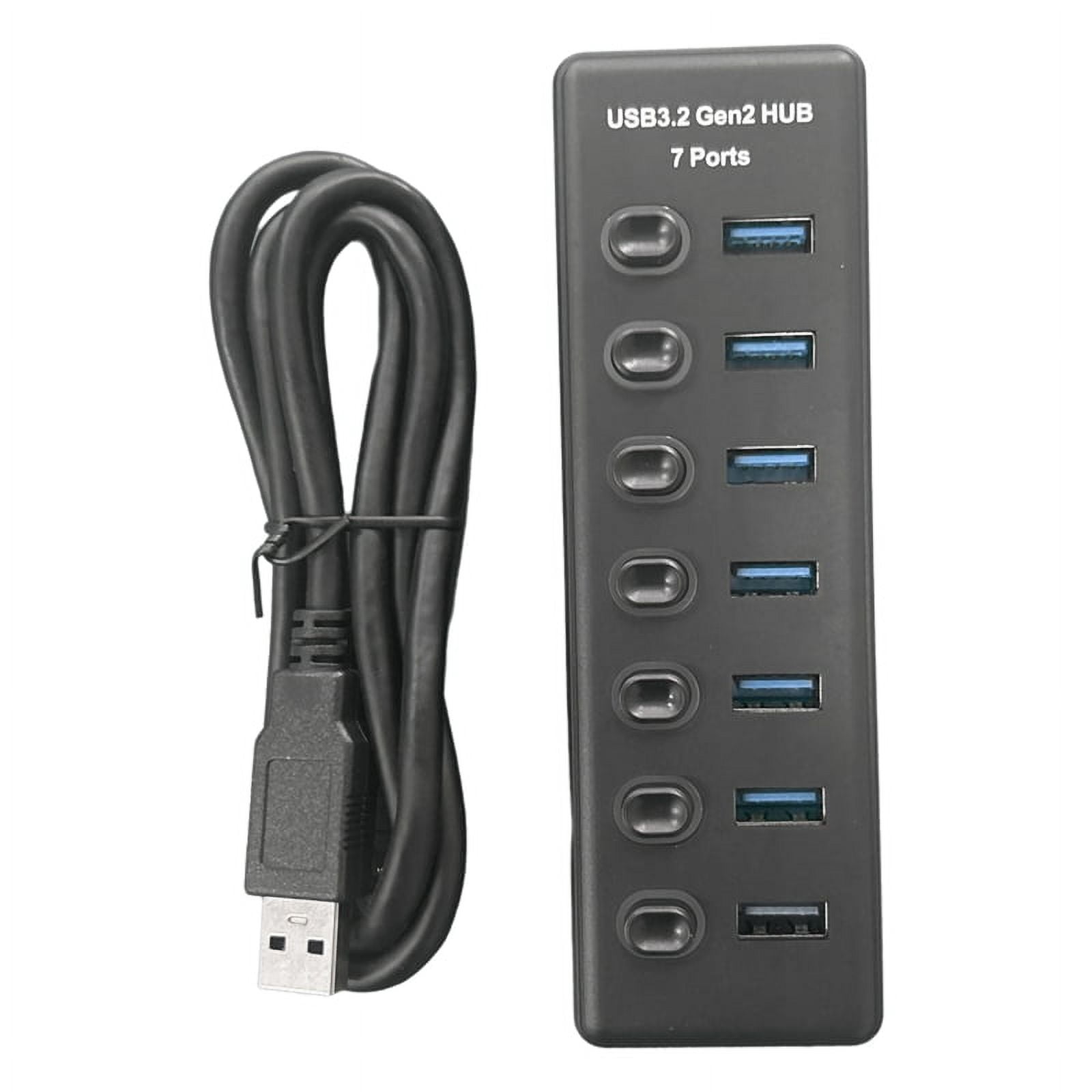 7 Port USB3.2 Gen2 HUB 10Gbps USB 3.0 Hub with Individual Switch ...