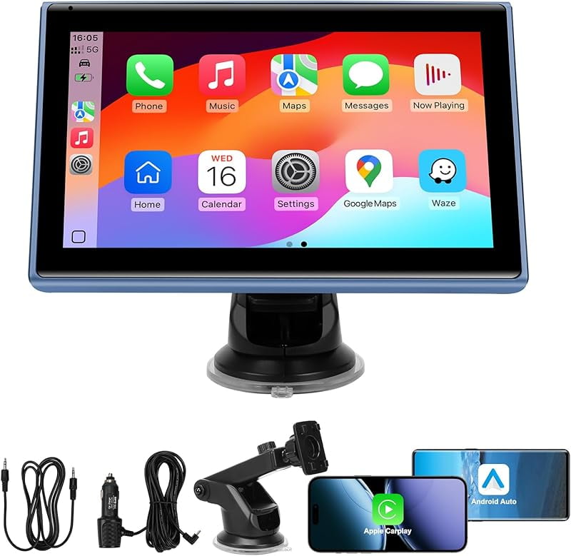 7" Portable Wireless CarPlay Screen for Car – Apple CarPlay & Android ...