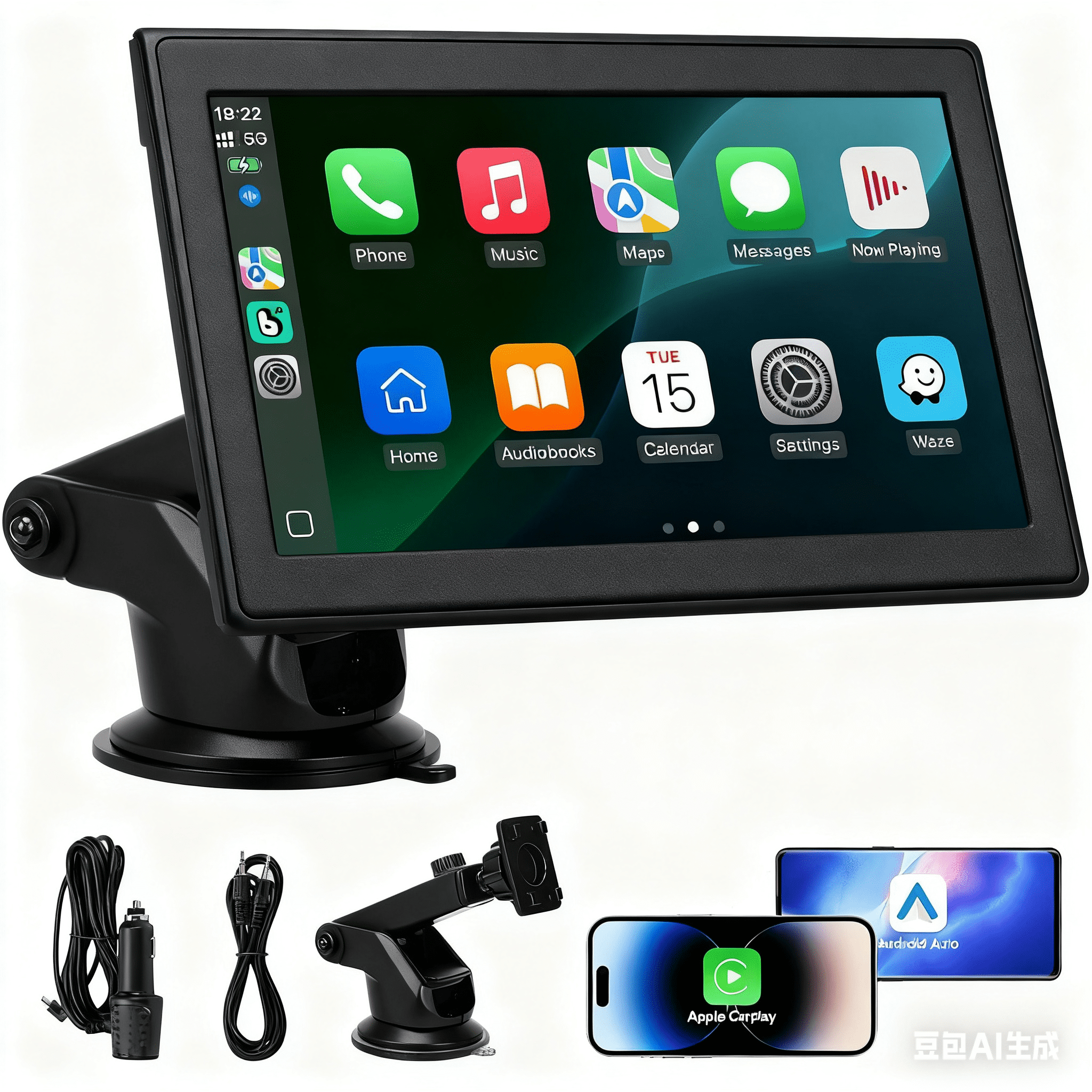 BOAODIFSH 7-inch Portable Wireless CarPlay Screen, HD Touch, Bluetooth ...