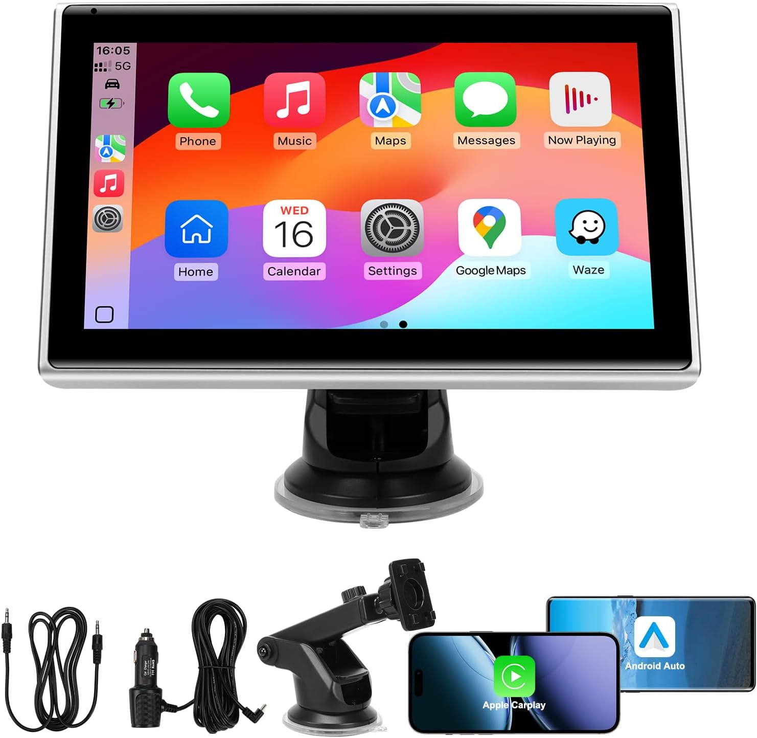 7" Portable Wireless CarPlay Screen for Car – Apple CarPlay & Android ...
