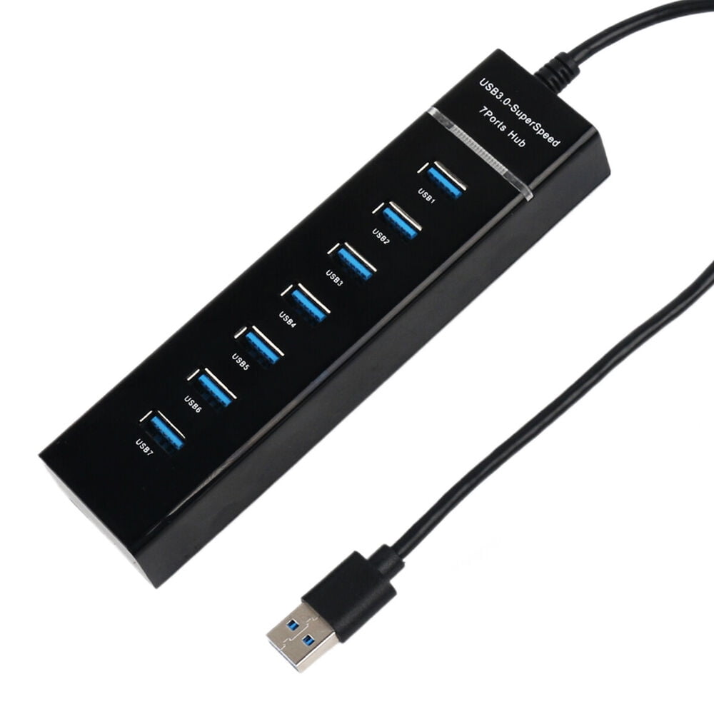 7 Ports Hub USB 3.0 High Speed Multiple Adapter Extension Cable PC ...