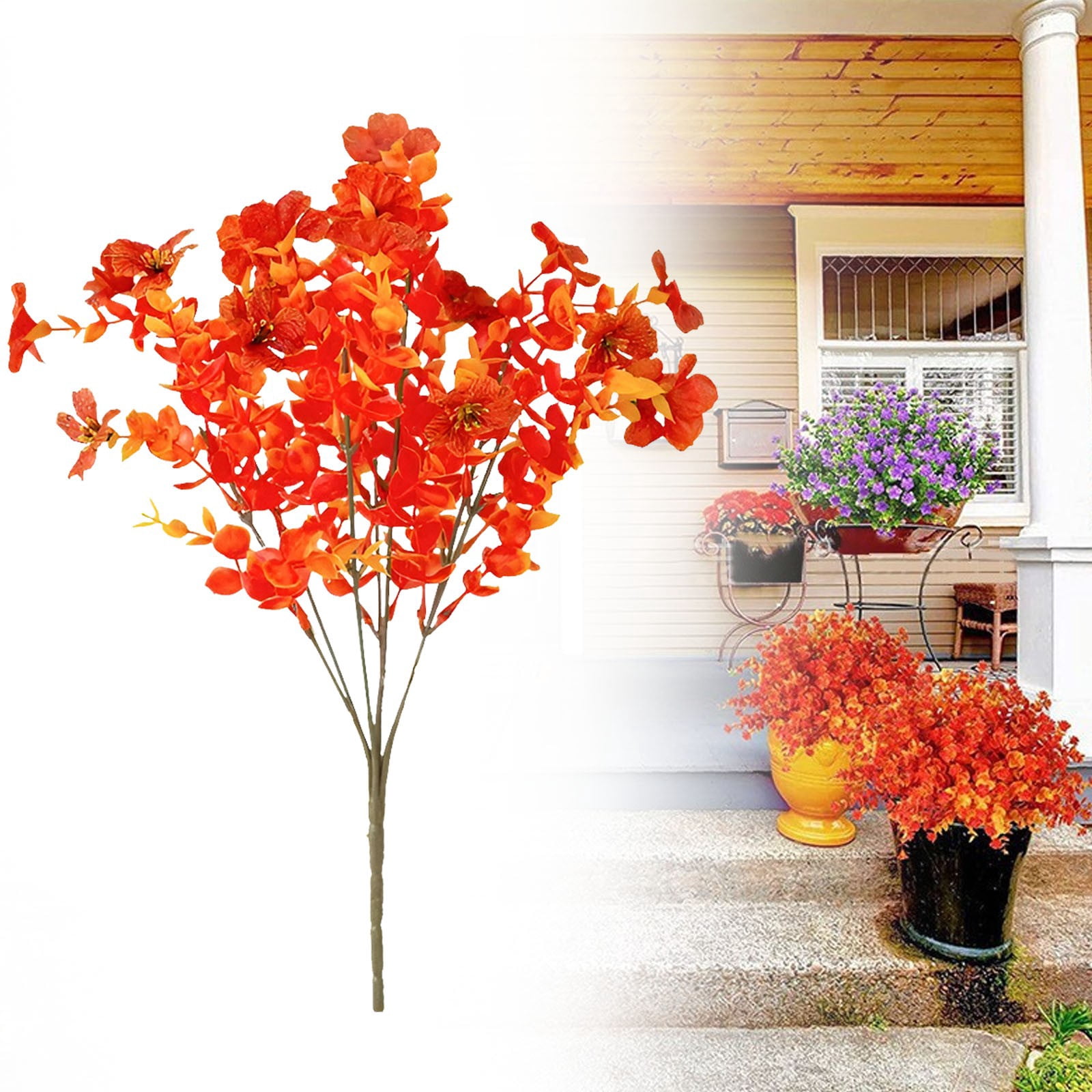 7-Pronged Eucalyptus Autumn Artificial Flower Decoration B, Fall ...