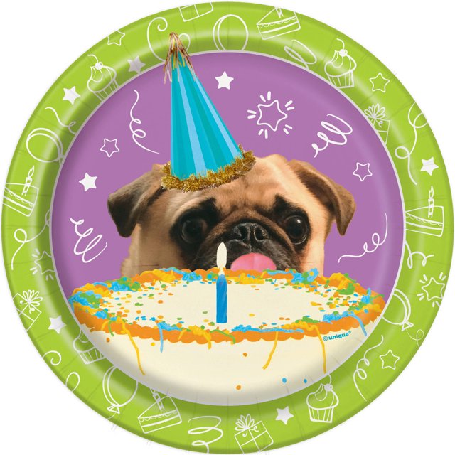7" Pug Dog Paper Dessert Plates, 8ct - Walmart.com