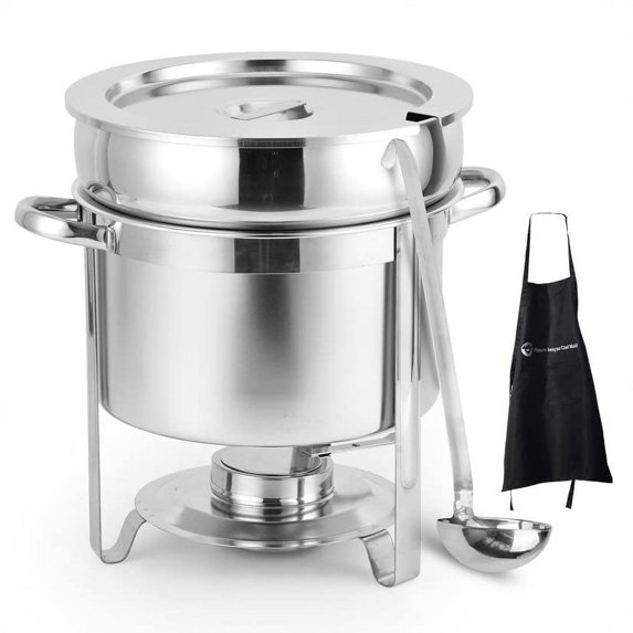 7 QT (2Pack) Soup Chafer Station with Contemporary Marmite Water Pan ...