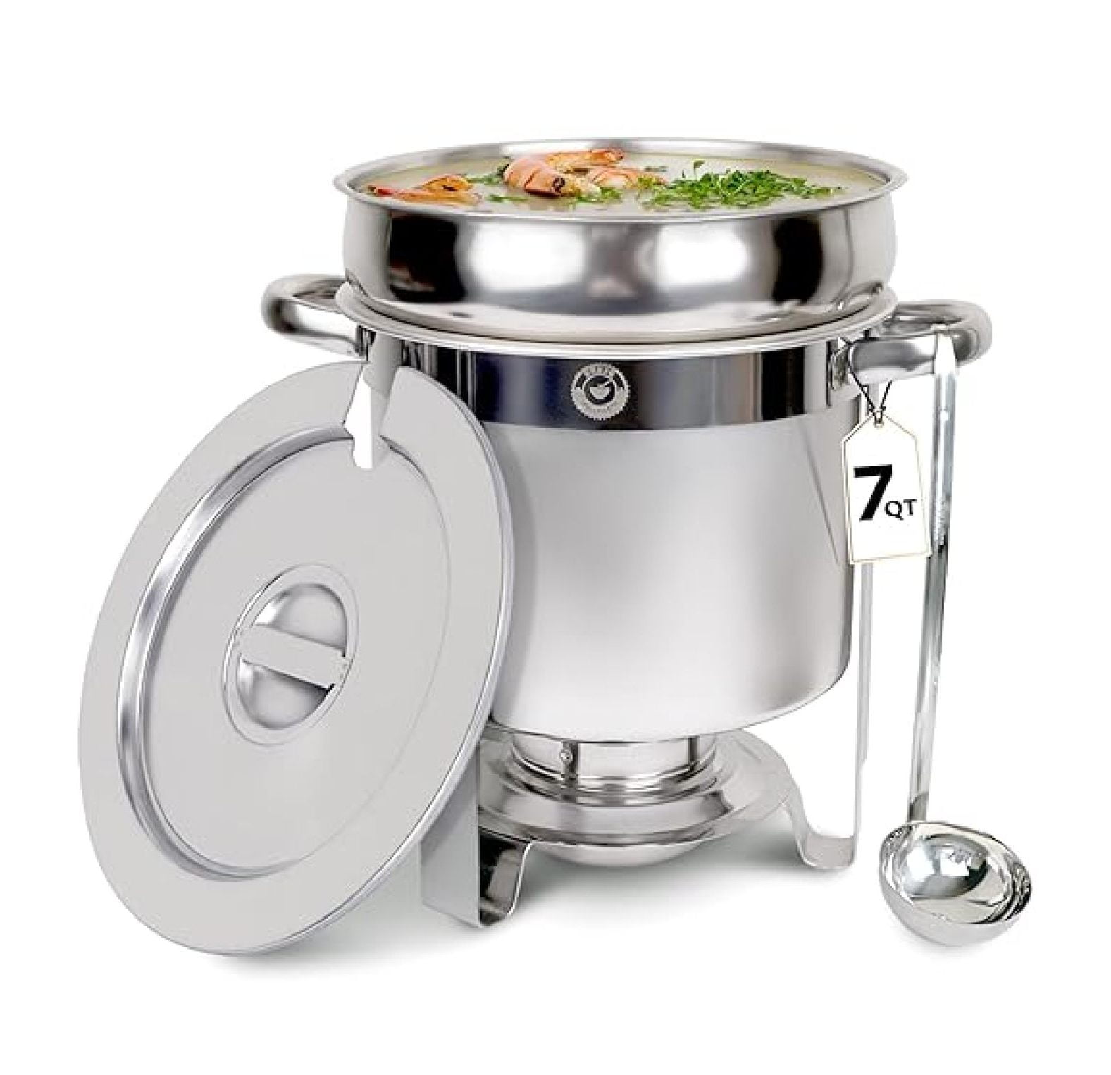 7 QT Soup Chafer Station with Contemporary Marmite Water Pan, Stainless ...
