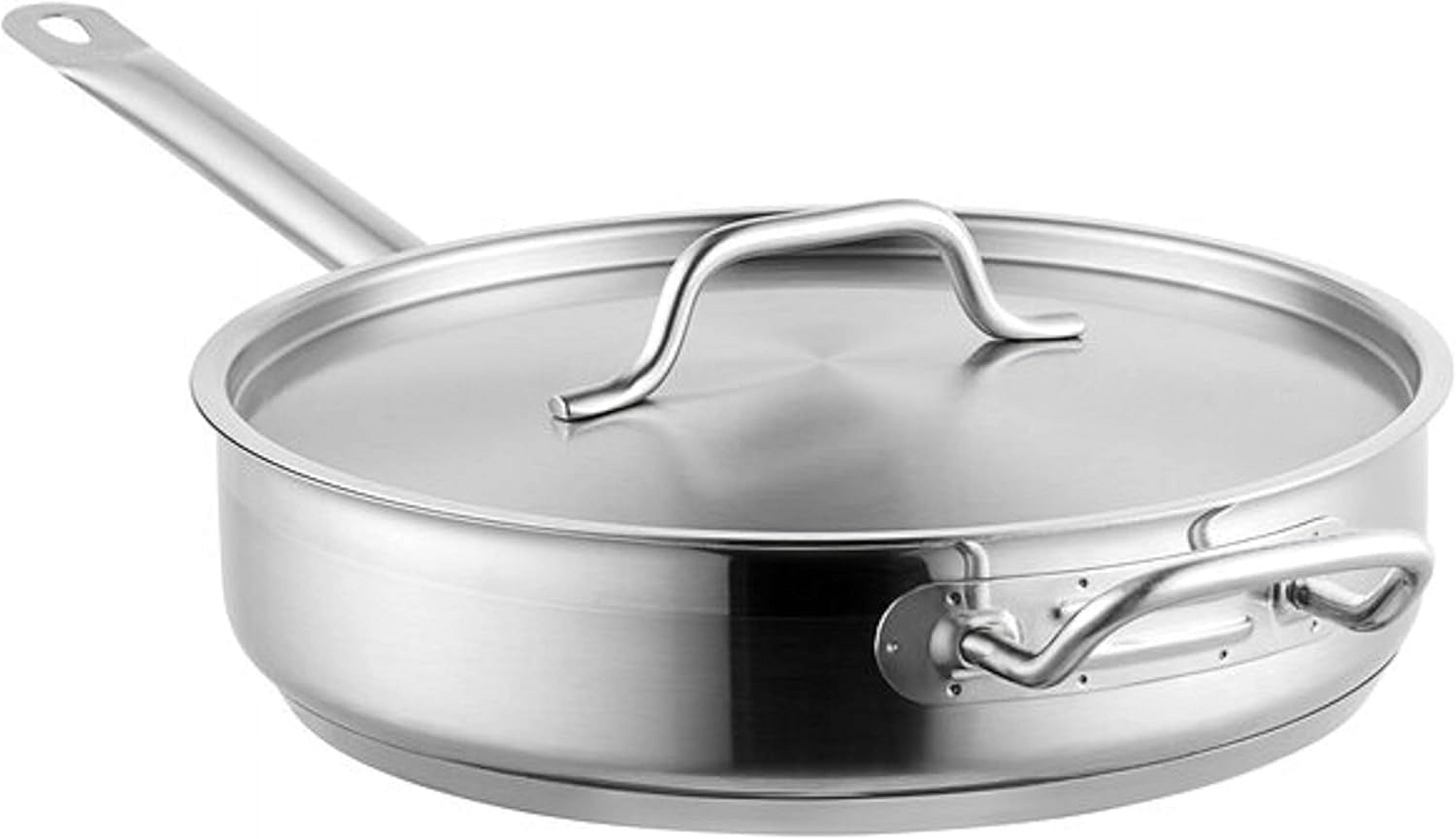 7 Qt. Stainless Steel Saute Pan with Lid and Welded Hollow Handle ...