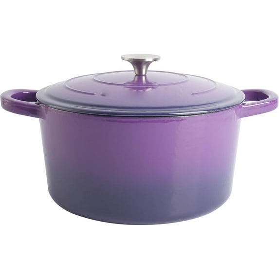 7 Quart Artisan Enameled Cast Iron Dutch Oven with Lid – Large Round ...