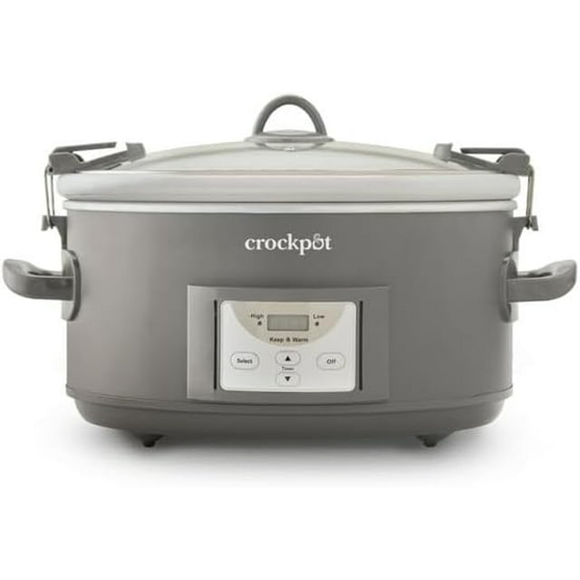 7-Quart Cook and Carry Programmable Slow Cooker, Grey, Oven-Safe ...