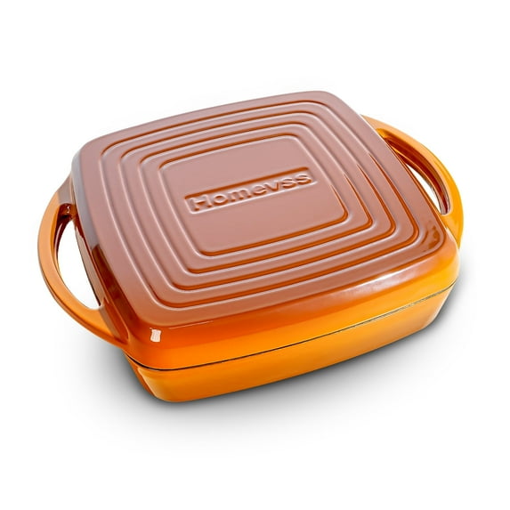 7-Quart Enameled Cast Iron Double Dutch Oven with Lid & Dual Handles ...