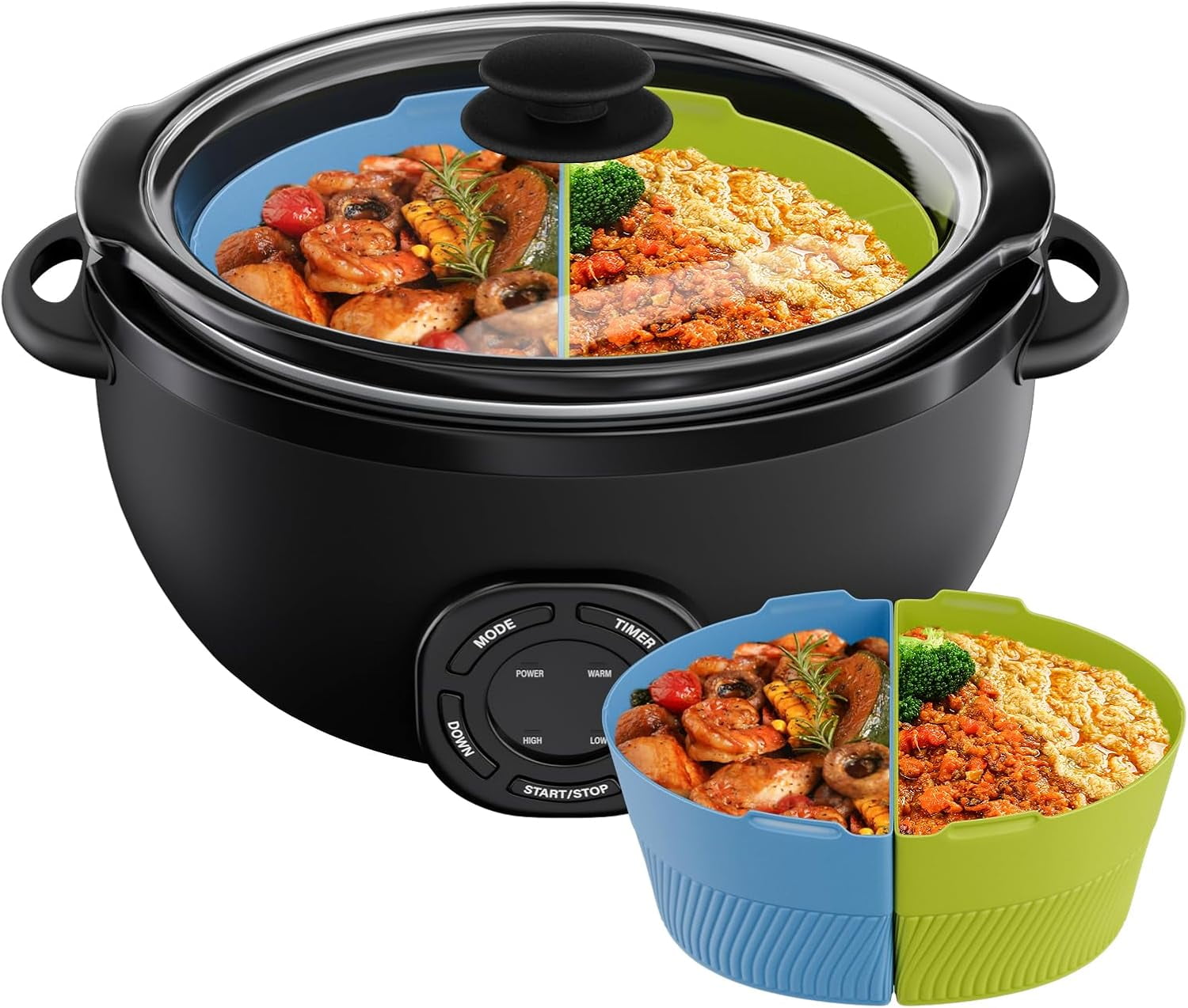 7 Quart Slow Cooker, Electric Slow Cooker with Oval Nonstick Removable ...