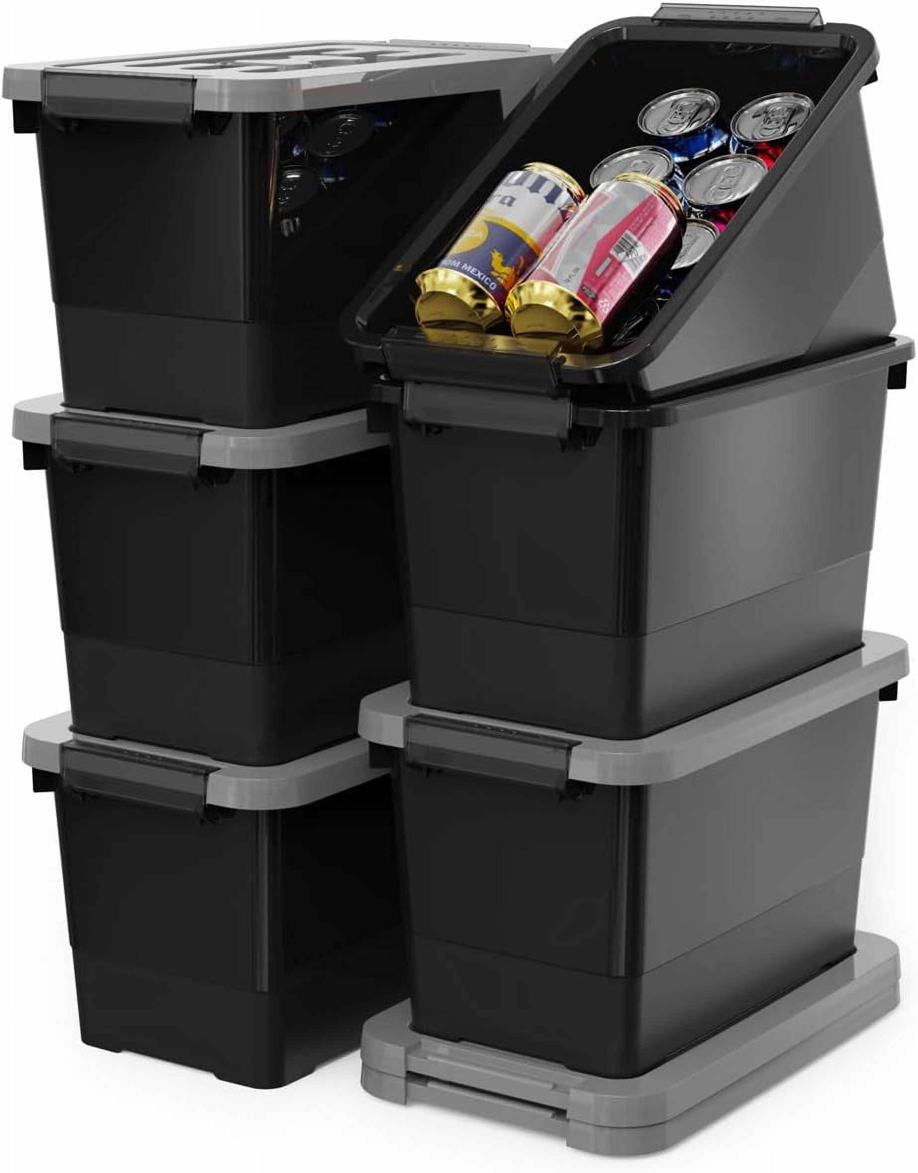 7 Quart Storage Bins with Lids and Latch, 6-Pack Stackable Plastic ...