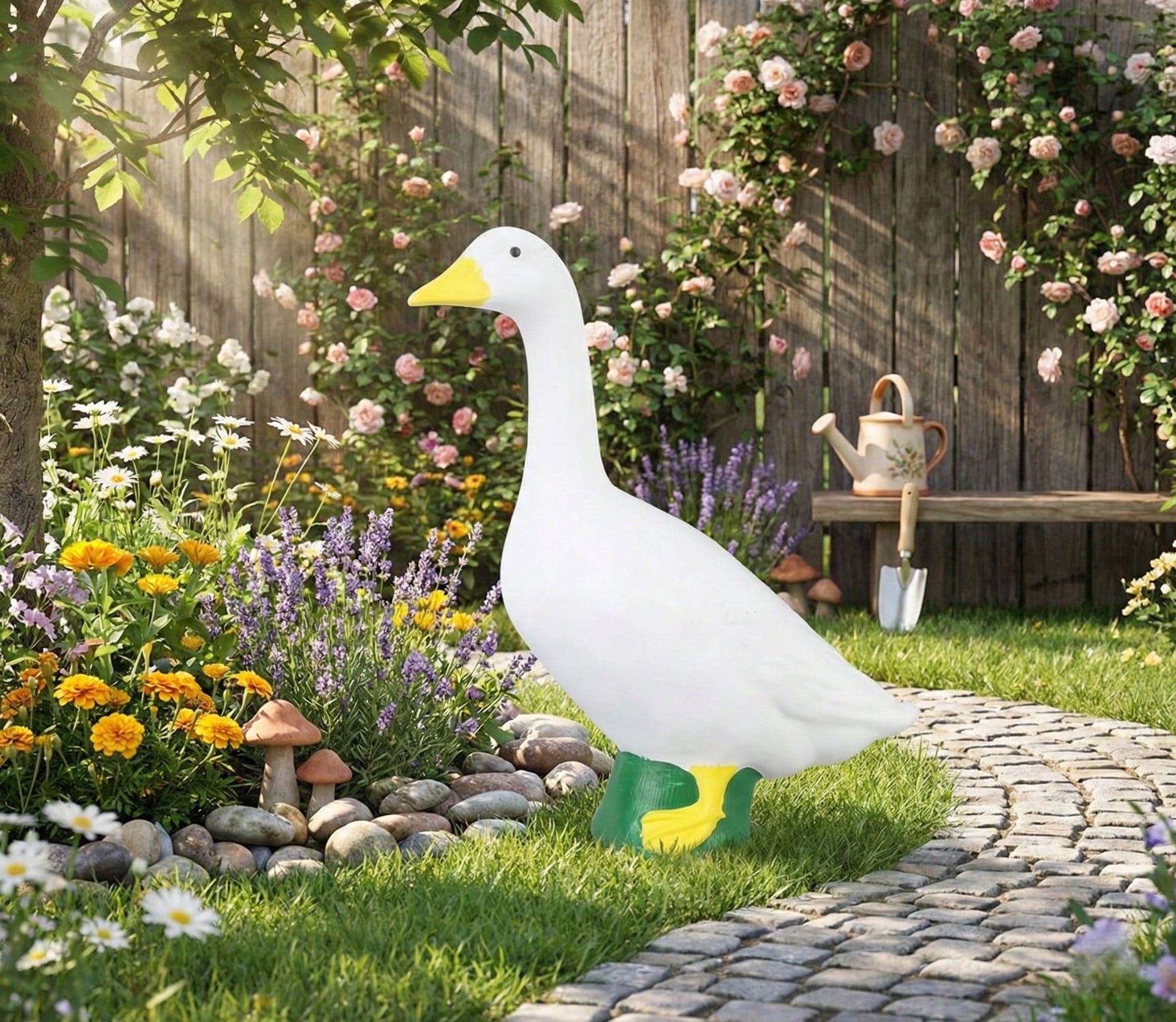 7" Realistic White Goose Garden Statue, Small Resin Farm Animal ...