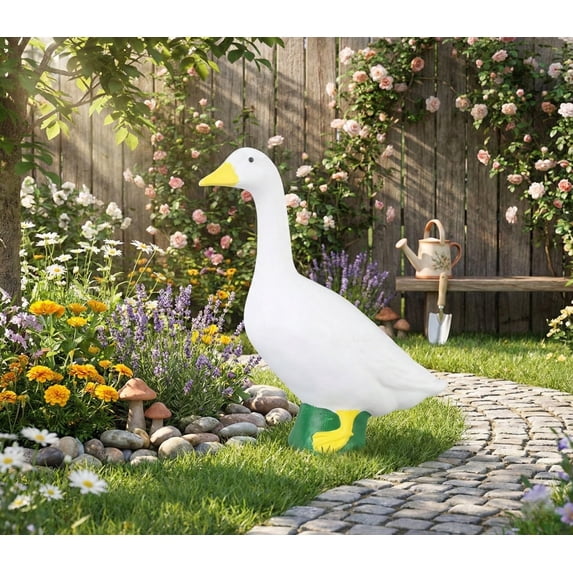 7" Realistic White Goose Garden Statue, Small Resin Farm Animal ...