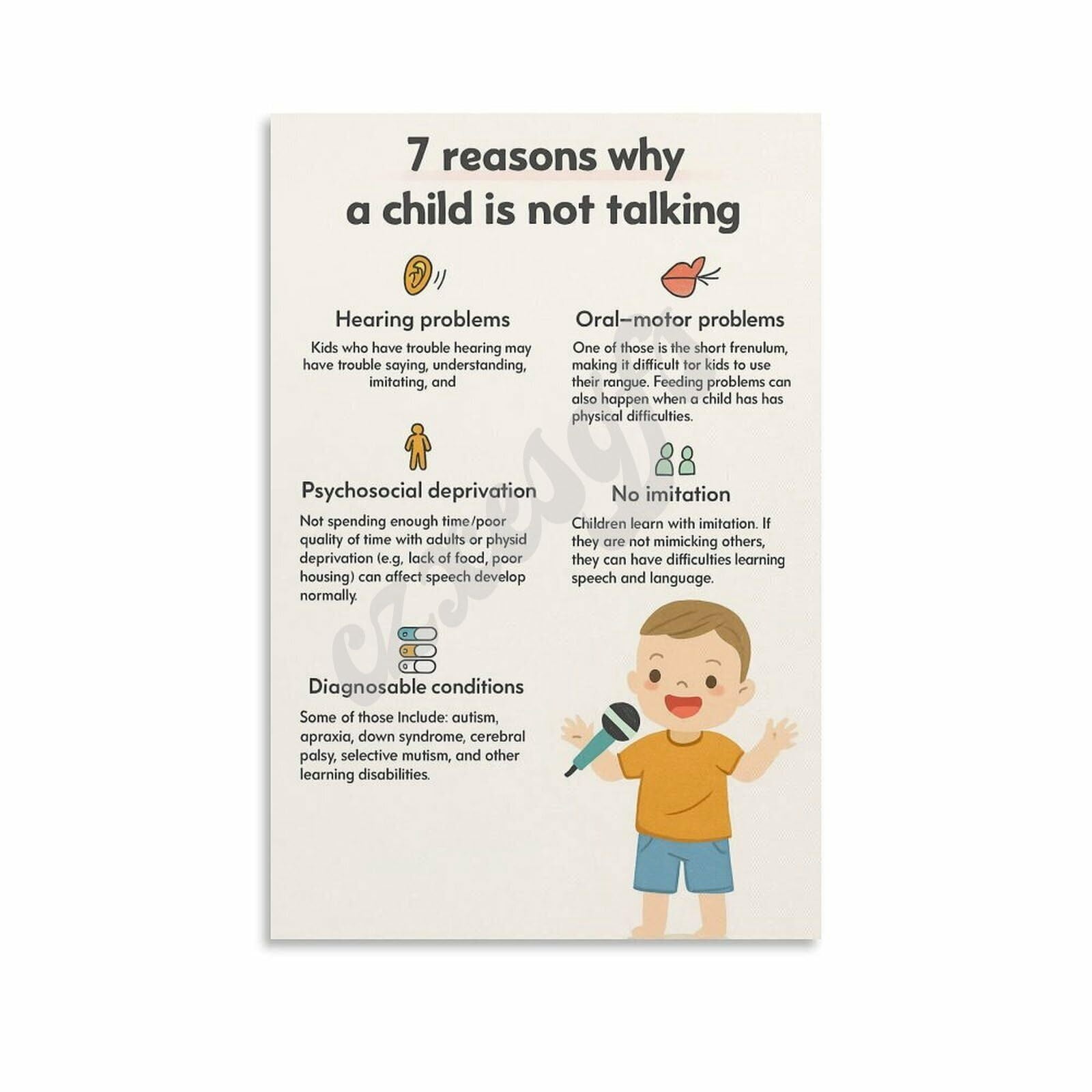 7 Reasons Why Your Child Is Not Talking Poster Pediatric Office Wall ...