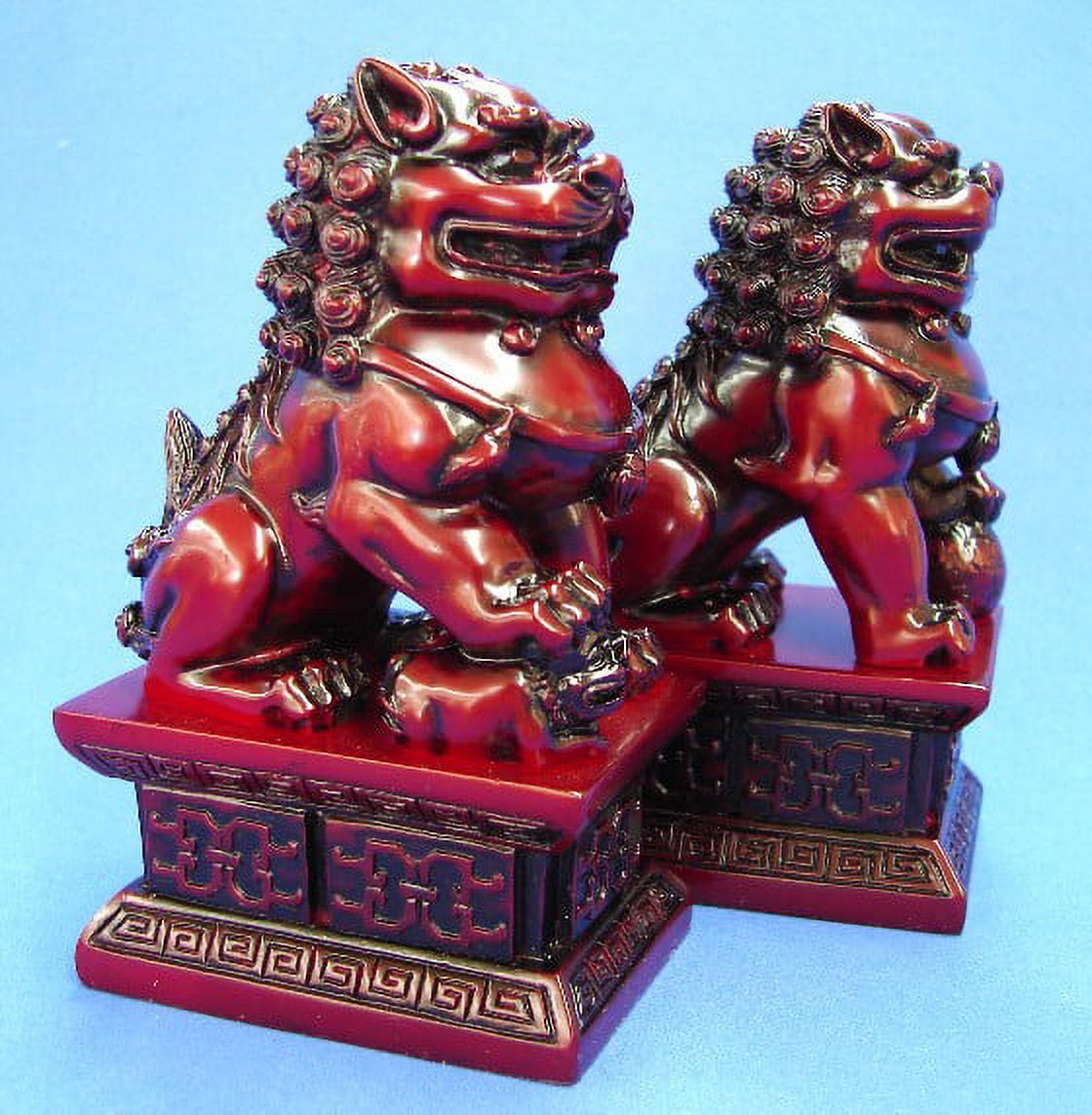 Feng Shui Import 7" Red Feng Shui Foo Dogs, Civilian Fu Dog Door ...