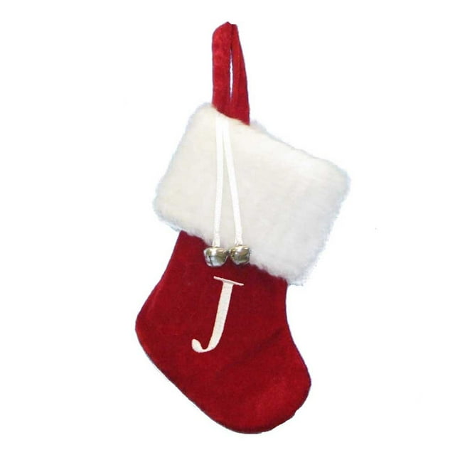 Kurt S. Adler Red Monogrammed 'J' Mini Christmas Stocking with Initial ...
