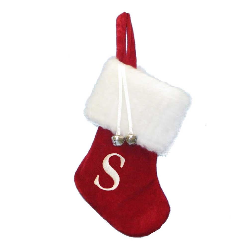 7" Red/White Monogram "S" Mini Stocking - Walmart.com
